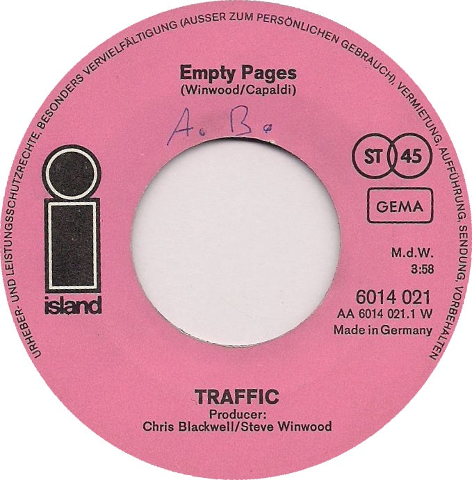 Traffic - Empty Pages 37396 – VINYLSINGLES.NL